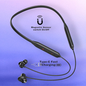 AIZINA Wireless Neckband, 48Hrs Playtime, Double EQ Mode, Fast Charging_2M Bluetooth & Wired ...