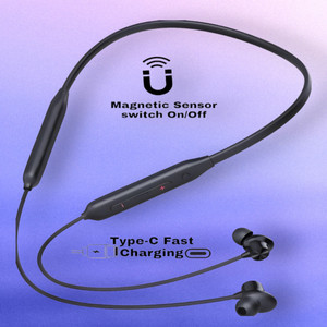 AIZINA Wireless Neckband, 48Hrs Playtime, Double EQ Mode, Fast Charging_VH Bluetooth & Wired ...