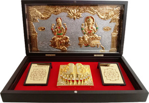 BRASS BLESSING Gold Plated Lord LAXMI GANESHA Pocket Temple - An Unique OFFICE (1753) Decorative ...