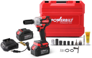 Powerbuilt PBT-CL-WR21 BRUSHLESS IMPACT WRENCH 330NM TORQUE & 21V LITHIUM ION BATTERY Cordless ...