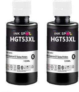 Inkspot GT53XL - 135 ML Black Ink Bottle Compatible for HP GT52 & GT53XL Black - Twin Pack Ink ...