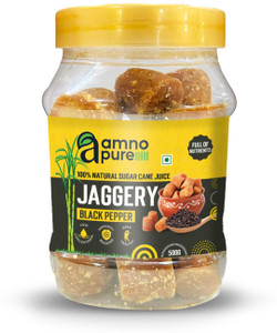 Amno Pure 100% Natural Sugar Cane Jaggery 18G Cube with Black Pepper Cholestrol free Cubes ...