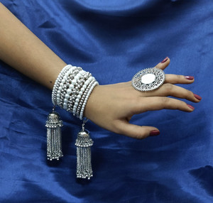 DF DEB FASHION Oxidised Silver White, Silver Jewellery Set Price in India - Buy DF DEB FASHION ...