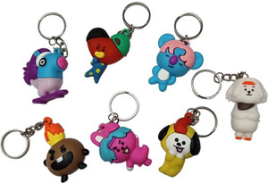 Keychain Trades BTS Kpop Keychain TATA CHIMMY Cooky RJ MANG KOYA SHOOKY(Pack of 7) Key Chain ...