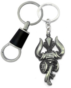 KV Fashion Lord Shiva Trishul Rudraksha Bead Damru With Black Hook Metal Key Chain Price in ...