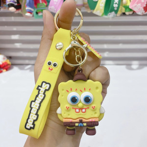 Tiny Tim Cute Spongebob Silicone 3D Key Chain with Strap Charm & Metal ...