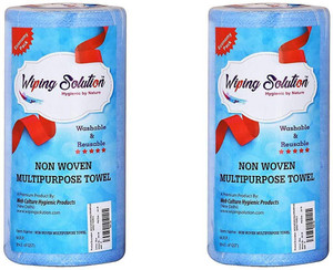 Wiping Solution Non-Woven Blue Washable and Reusable Rolls - 2 Roles - 80 Wipes Per Roll Price ...