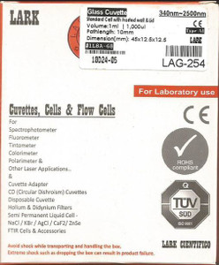 LARK Glass Cuvette 1 ML Pair Pathlength 10 mm , Standard Cell with Frosted Wall & lid Cuvette ...