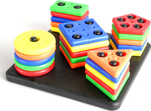 Toy DEKHO Geometric Shapes Circle,Triangle,Rectangle, Square Stacker Puzzle Game For Kids ...