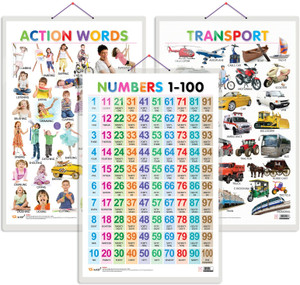 Set of 3 Action Words, Transport and Numbers 1-100 Early Learning ...