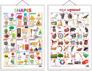 GO WOO Pack of 2 Shapes and Kannada Alphabet Educational charts Price ...