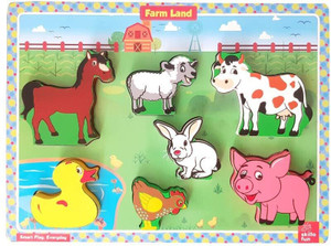 SKILLOFUN Wooden Farm Animals Chunky Puzzle (2+ Years) - Learning ...