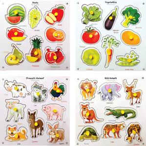 Khilonewale Fruits, Vegetables, Domestic & Wild Animals Wooden Learning ...