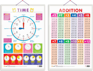 Set of 2 TIME and ADDITION Early Learning Educational Charts for Kids ...