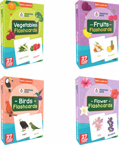 spartan kids Bird,Vegetables,Flower and Fruit Flash Cards For Kids(set ...