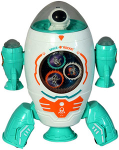 MIMY Space Rocket Musical Toy Moving Gears Flashing Lights and Rotation Feature Toy - Space ...