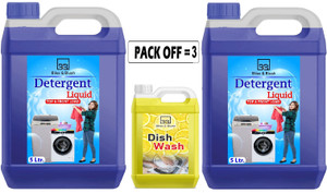 BLISS & BLUSH Washing machine liquid detergent top and front load 10L & Dish Wash Lemon 1L Multi ...