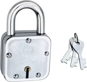Laxmi Enterprises Steel Premium Double Locking (8 Levers) with 3 No. Keys - 65 MM Padlock (White ...