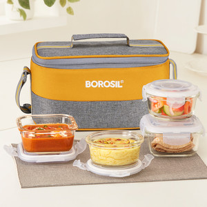 Flipkart.com | BOROSIL Zest Universal Borosilicate Glass Lunchbox, 4 pc Set (320 ml x 2 + 240 ml ...