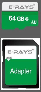 E-Rays Green 64 GB MicroSD Memory Card With Adopter Green 64 GB MicroSD Card Class 10 10 MB/s ...