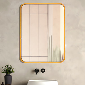 GS Gujarat Wall Mirror for Bathroom Essential Rectangle 18 x 24 inch Brushed Gold Bathroom ...