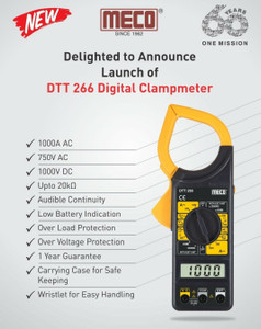 HTY MECO DTT-266 3-1/2 DIGIT 2000 COUNTS 1000A AC MANUAL RANGING CLAMPMETER Digital Multimeter ...