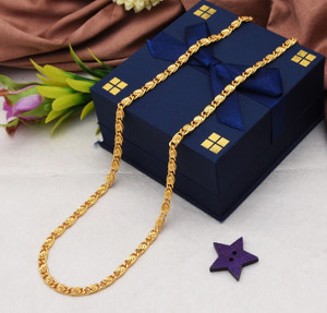 Minprice High Quality Thin Jalebi Design Golden Necklace Gold Plated