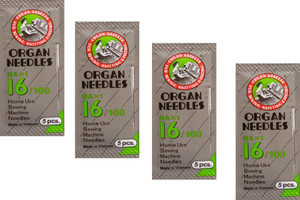ORGAN organ Needles (4 Packs, 20 Needles, Each Contain 5), Ha 16 No. Works with All Automatic ...