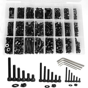 HASTHIP Nut & Bolt Set 1230Pcs Hex Screw Set M2 M3 M4 M5 Screws Nuts and Washers Assortment ...