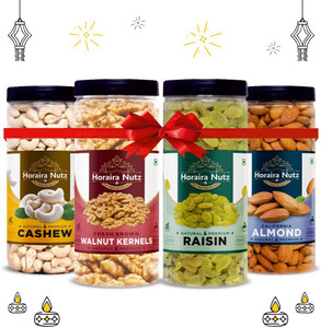 Horaira Nutz Premium Dry Fruits Combo Pack 600g (Kaju , Akhrot giri , Kishmish , Badam )600g ...