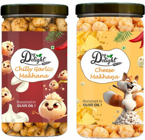 DRYDELIGHT Chilly Garlic Makhana and Cheese Makhana Combo Pack | Roasted in Olive Oil Fox Nut ...