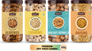 Grannys Dryfruits kaju badam akhrot kishmish combo pack of 4(4x100g) premium mix dry fruits ...