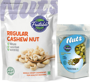 Frutable Premium Whole Cashews (W320) 200g & Masala Kaju Roasted Pudina Flavour 50g Cashews ...