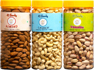 41 foods Dry fruits combo pack of Pistachios Almonds Cashews | kaju badam pista 600GM Almonds ...