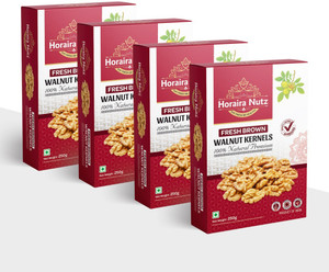 Horaira Nutz Premium Fresh Light Brown Walnuts kernels 1kg (4x250g) Kashmiri Akhrot giri 1kg ...