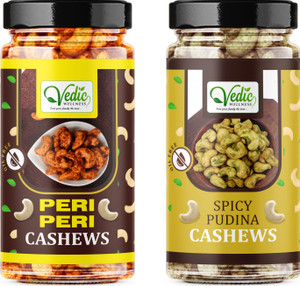 vedic Wellness Peri Peri Cashew & Pudina Cashew Jar Freshly Roasted Cashew Nuts Oil Free Cashews ...