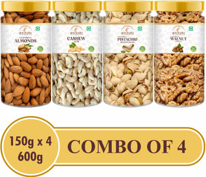 driifruitz combo pack of Almonds Cashews Pistachios Walnut | Kaju Badam Pista Akhrot 600gm ...