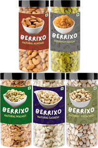 Berrixo Dry fruits combo pack of 5 Healthy Badam, Kaju, Pista, Kishmish & Akhrot 1250g - Almonds ...