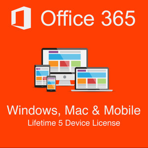 MICROSOFT Office 365 Mac/Windows/ios/ Tablet/Andriod Lifetime 32/64 Bit ( 5 User Account ...