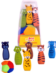 Desi Toys Bowling Game for Kids-Jungle Animal Themed-Multicolor-6 Pins ...