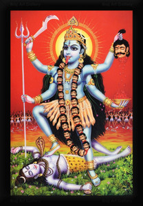 Braj Art Gallery Sri Kali Devi Maa Goddess Kali Mata standing on Shiva Photo Frame Digital ...