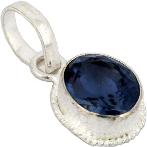 barmunda gems 8.25 Ratti Created Blue Sapphire Silver Pendant For Men And Women Sapphire Metal ...