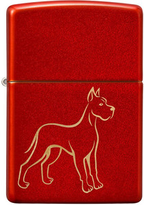 ZIPPO 49475-089987 Metallic Red Dog Outline Design Metallic Red Pocket Lighter Pocket Lighter ...