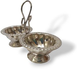 BRASS BLESSING Silver Finish Haldi Kumkum Thali - Aarti Pooja Thali - Religious Gift (1266 ...