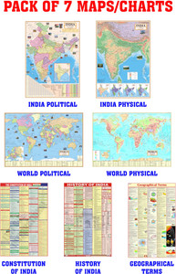 India & World Map ( Both Political & Physical ) with Constitution of India Chart, History of ...