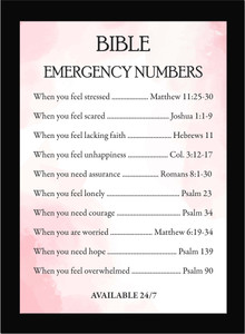 Bible Emergency Numbers - Bible Verse Wall Photo Frame Wall Poster ...