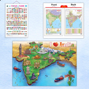 GIANT INDIA COLOURING POSTER, My World of Flags chart, and 2 IN 1 INDIA ...