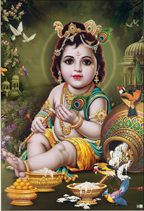 Poster Beautiful Lord Krishna sla151 (Large Poster, 36x24 Inches, Plastic Paper, Multicolor ...