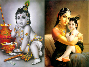 Pack Of 2 Sacred Pairing: Two Krishna Posters for Home Serenity With UV Coated For Your Room ...