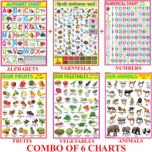 All in One Educational Charts for Kids | English Alphabet, Hindi ...